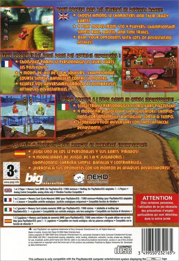 Cocoto - Kart Racer PS2 / PStwo / Playstation 2 SONY Tous les